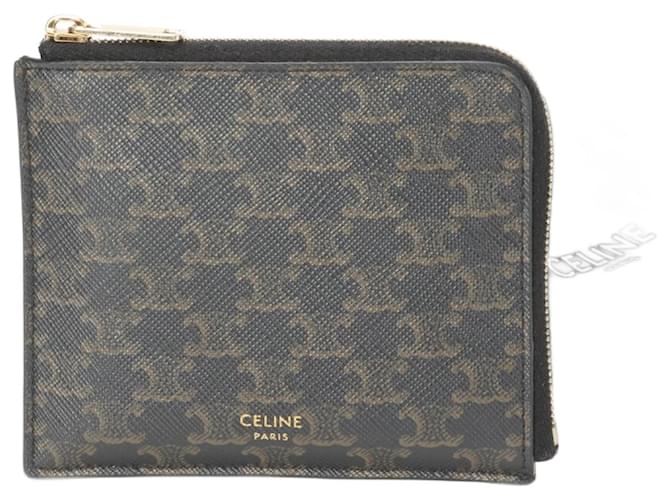 Céline Celine Triomphe Wallet with Card Holder and Coin Case Brown ...