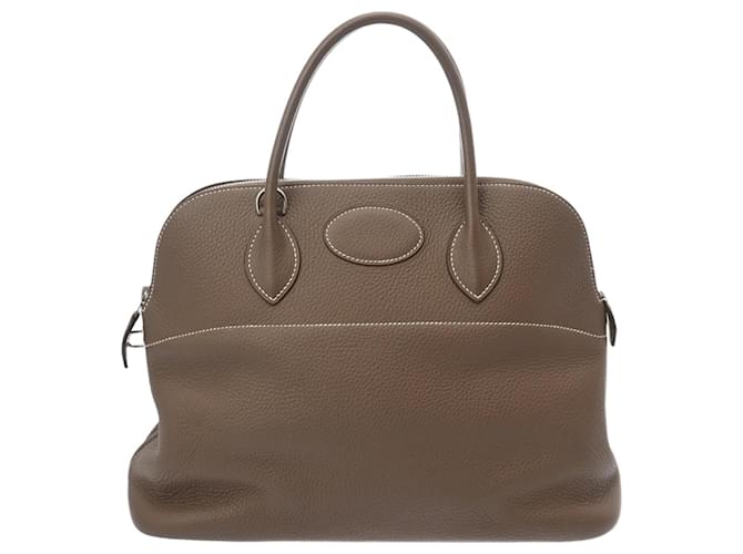 Hermès Hermes Bolide 37 Handbag in Etoupe Gray Taupe Leather ref ...