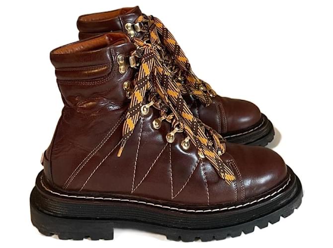 Sandro Boots Dark red Leather ref.1734188 - Joli Closet