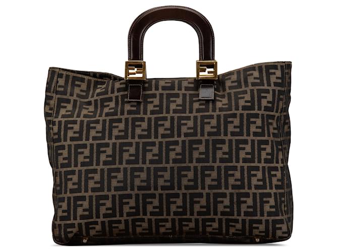 Brown Fendi Large Zucca Canvas Twins Tote Leather ref.1735467 - Joli Closet