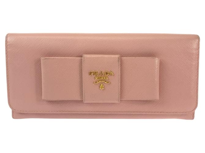 Prada Saffiano Ribbon Leather Long Wallet Pink ref.1736486 - Joli Closet