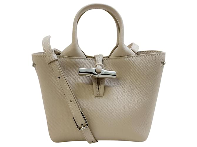 Longchamp Extra Small Ivory Leather Le Roseau Tote Cream ref.1737804 ...