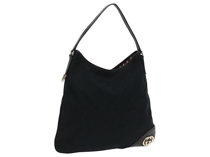 GUCCI GG Canvas Shoulder Bag Black Gold 169947 Auth mr539 Golden Cloth ...