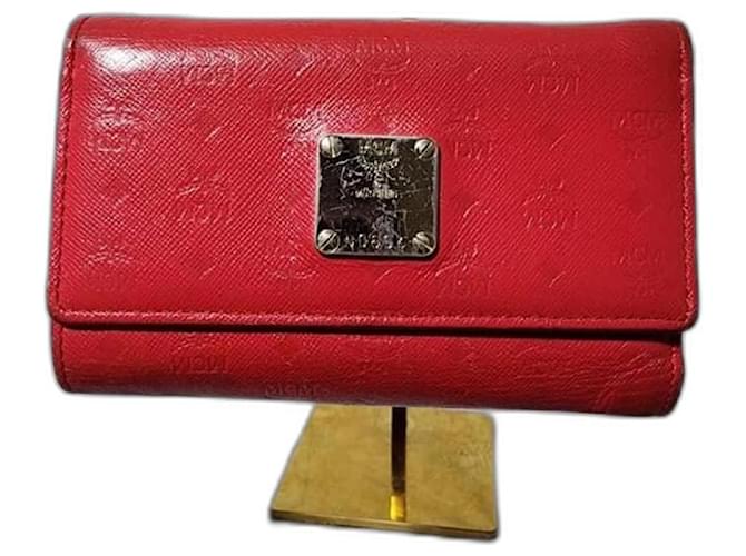MCM Vintage Visetos Leather Wallet Red ref.1749983 - Joli Closet