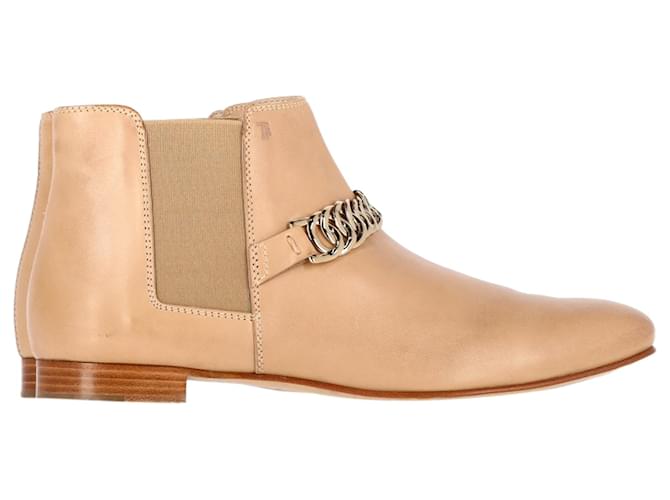 Tod's Chain Detail Ankle Boots in Brown Leather ref.1752065 - Joli Closet