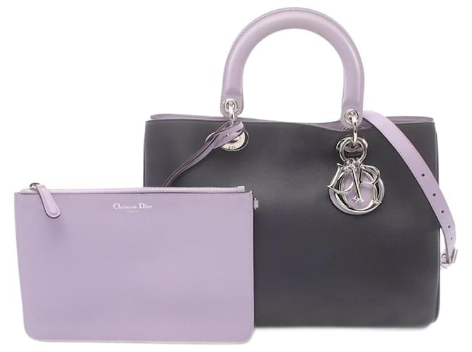 Christian Dior Diorissimo Handbag Black Purple Leather ref.1753632 ...