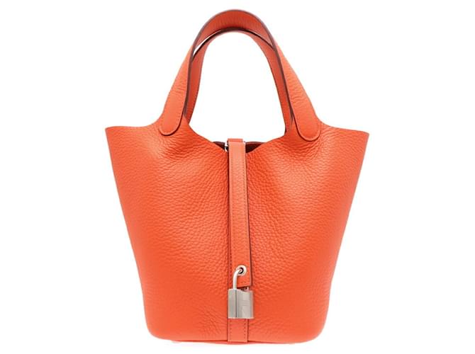 Hermès Hermes W Stamp 2024 Picotin Lock PM Handbag Orange Leather ref ...