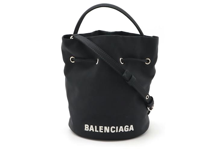 Balenciaga Wheel XS Drawstring Bucket Shoulder Bag Black Cloth ref ...
