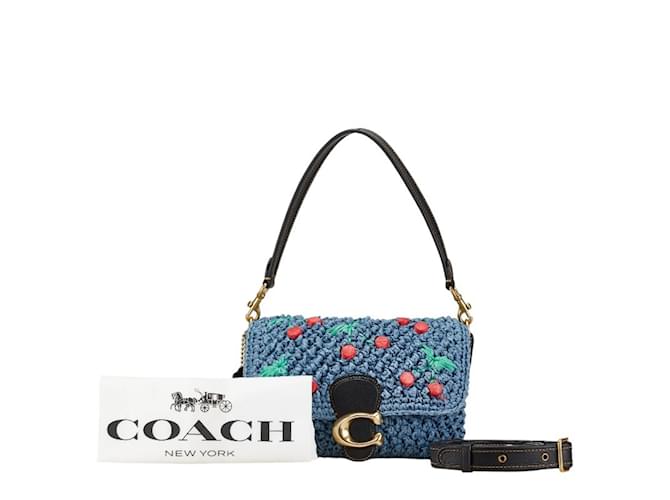 Coach Soft Tabby Embroidery Cherry Handbag Black Blue Leather Straw ref ...