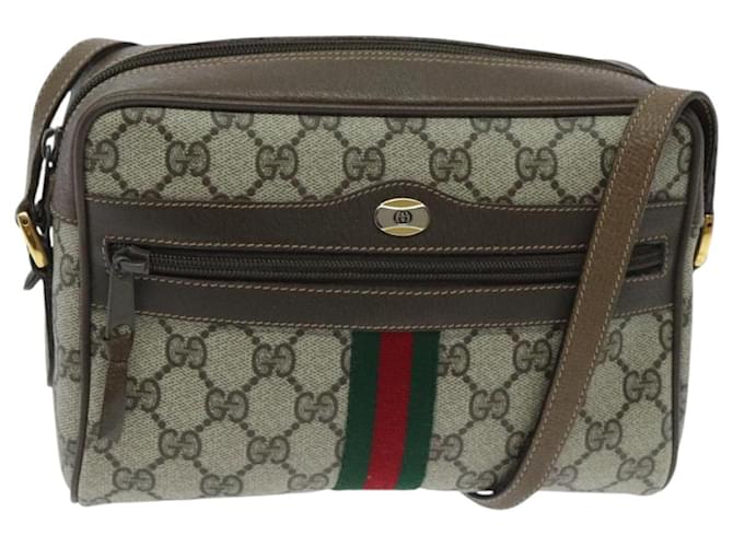 GUCCI GG Supreme Web Sherry Line Shoulder Bag PVC Beige Red 98 02 004 ...