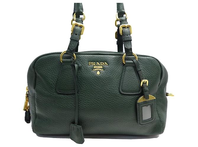 NINE PRADA B3091M HAND BAG IN FOREST GREEN VITELLO DAINO LEATHER ref.1758079 - Joli Closet
