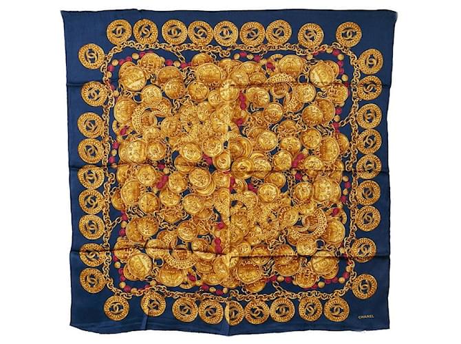 Chanel Silk Coco Mark Scarf Blue ref.1763424 - Joli Closet