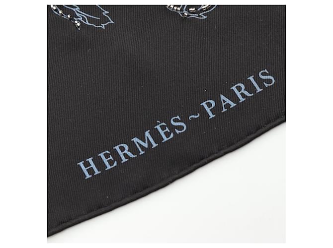Hermès Hermes Carré 90 Robe Legere Silk Scarf Black Multiple colors ref ...