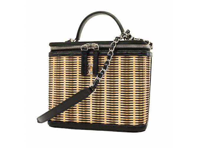 Chanel Vanity Bag Rattan in Black and Beige ref.1775984 - Joli Closet