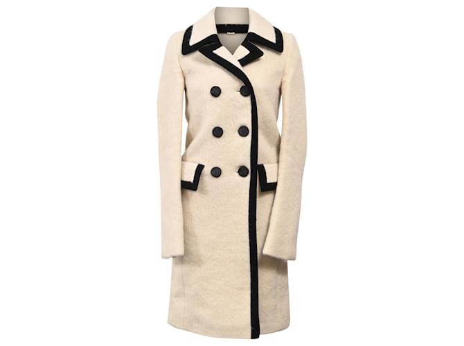 Balenciaga Runway Double Breasted Long Sailor Coat in Cream Virgin Wool ...