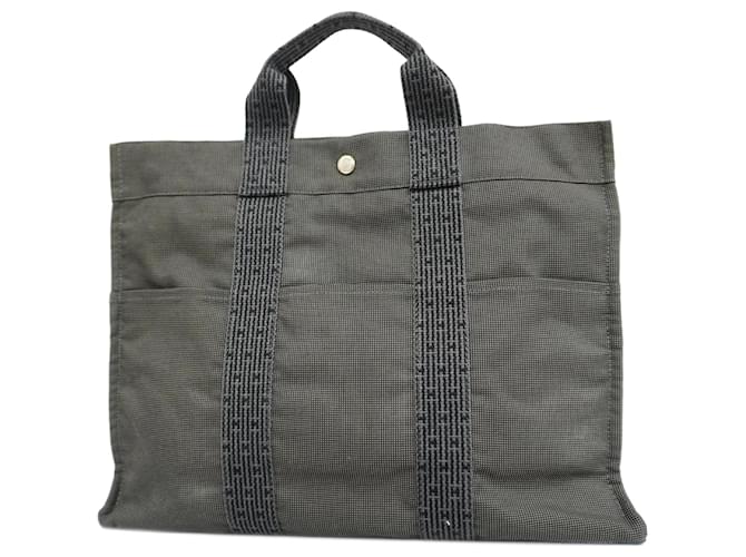 Hermès Hermes Tote Bag Air Line MM Canvas in Gray Brown Cloth ref ...
