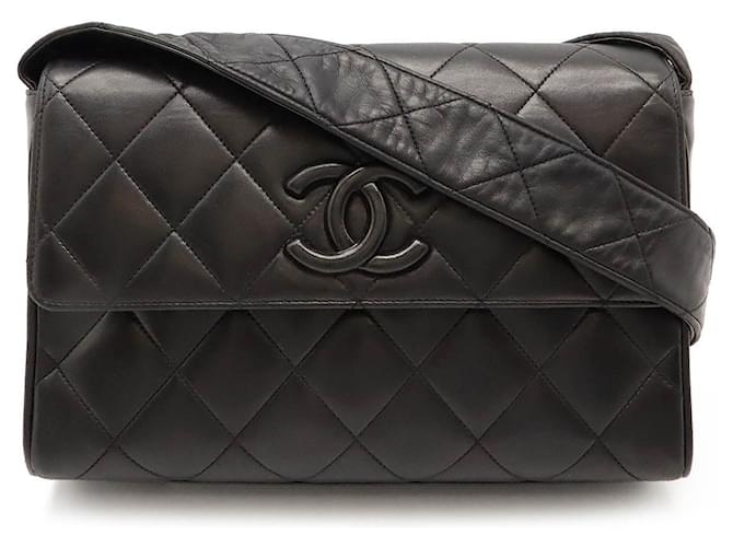 2.55 Chanel Matelasse Coco Mark Leather Shoulder Bag Black ref.1786222 ...