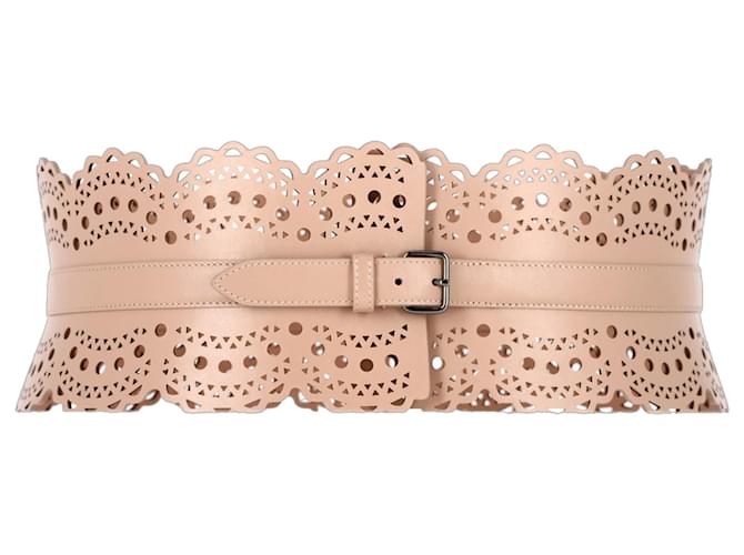 Alaïa Laser-Cut Waist Belt in Nude Leather Brown Flesh ref.1789013 ...
