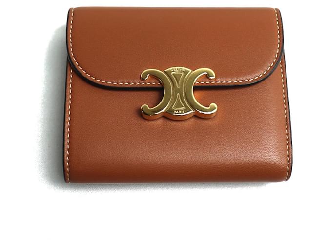 Céline Celine Triomphe Small Flap Wallet Bronze Leather ref.1790634 ...