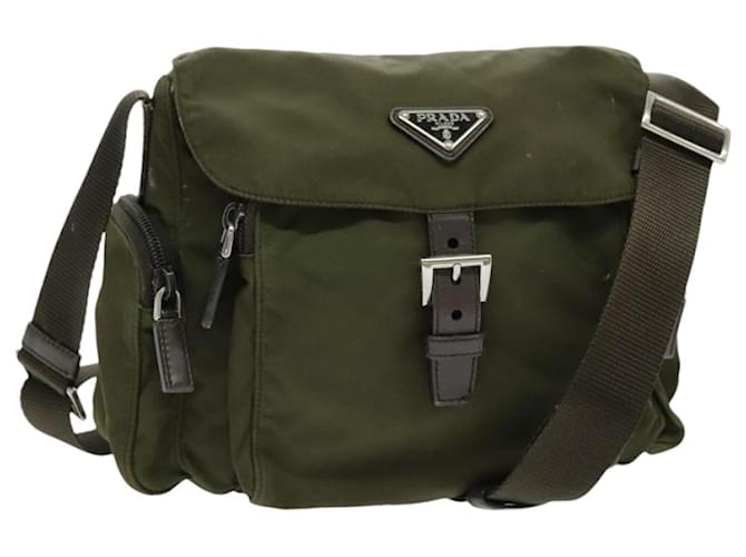PRADA Shoulder Bag Nylon Khaki Silver Auth 96624 Silvery ref.1791293 ...