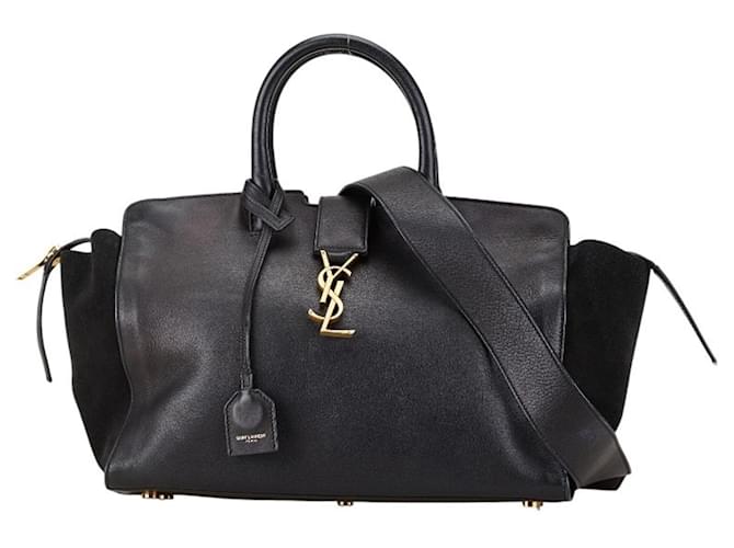 Saint Laurent YSL Downtown Cabas Handbag Black Suede Leather ref ...
