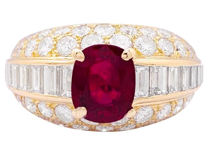 Cartier ring 'Gina' in yellow gold, diamonds, rubies. ref.1816896 ...