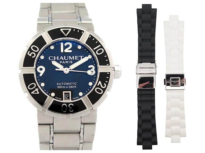 CHAUMET CLASS ONE 628 38 MM AUTOMATIC STEEL WATCH WITH 3 BRACELETS ...