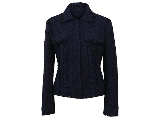 Nina Ricci Buttoned Jacket in Wool Tweed Blue Navy blue ref.1824453 ...
