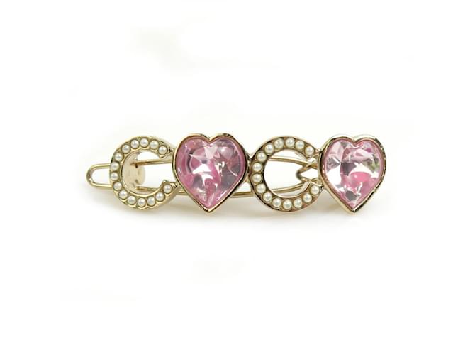 Chanel Hair Clip with Rhinestones and Faux Pearls Pink Eggshell Metal ...
