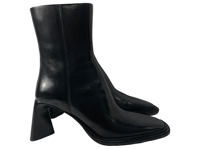 Alexander Wang Booker 85 Sculptured Heel Ankle Boots in Black Leather ...
