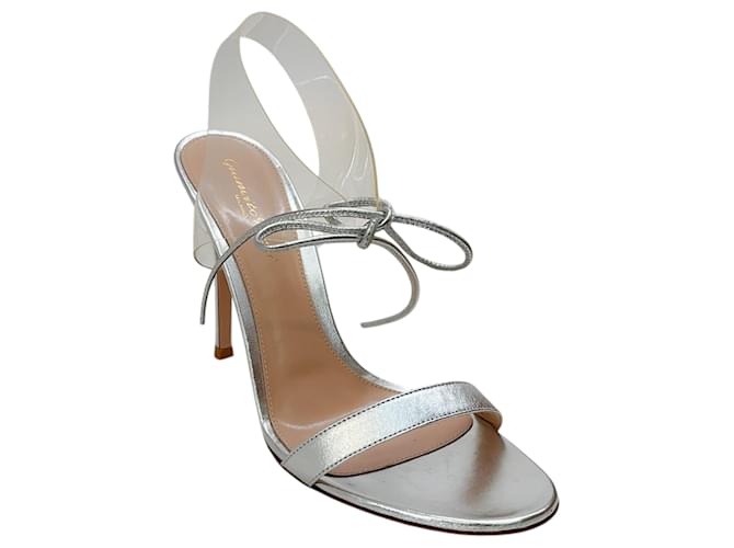 Gianvito Rossi Silver / PVC Estelle Sandals Silvery Leather ref.1834250 ...