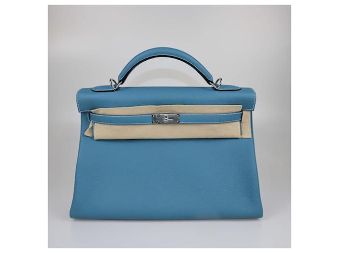 Hermès Hermes Bleu Jean Togo Maxi Kelly 42 PHW Leather ref.1834624 ...