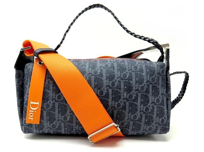 NINE CHRISTIAN DIOR TROTTER HAND BAG REMOVE BEFORE FLIGHT OBLIQUE TOILE ...