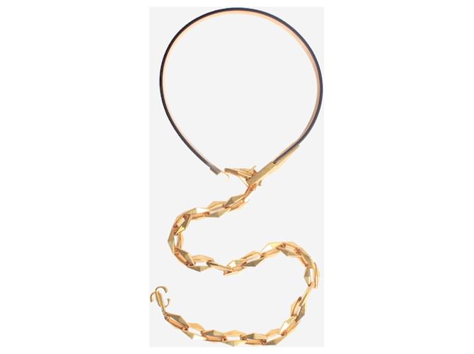 Jimmy Choo Black and gold Diamond chain belt Leather ref.1840332 - Joli ...