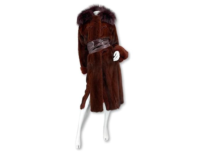 Yves Saint Laurent python, mink, fox fur coat YSL 2004 Brown Red Dark ...