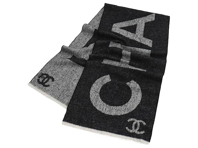 Chanel Cashmere Silk Stole in Black and Gray Brown ref.1848466 - Joli ...