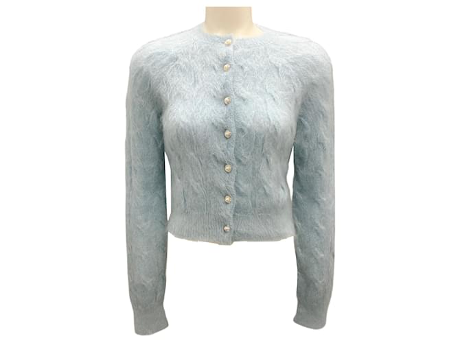Paco Rabanne Light Blue Cable Knit Mohair Cardigan Wool ref.1849054 ...