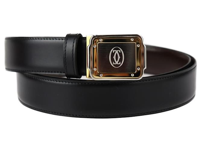 Cartier Santos Reversible Leather Belt Black Dark brown ref.1853554 ...