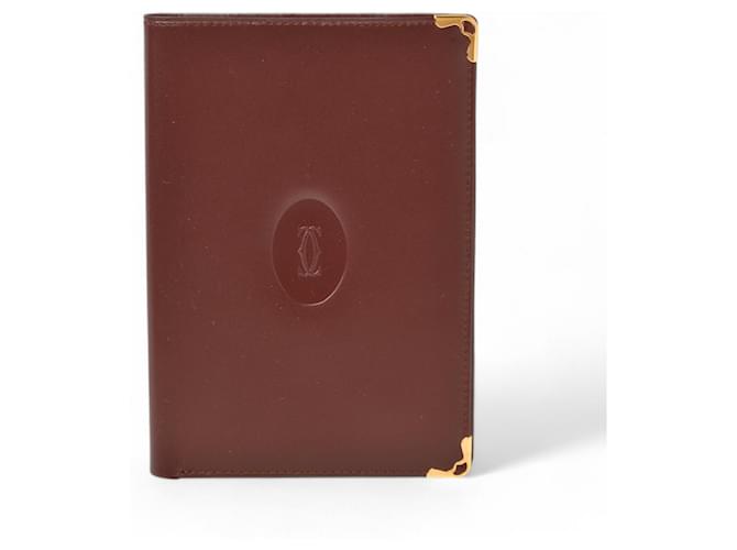 Cartier Bi-fold Wallet in Bordeaux Dark red Leather ref.1853579 - Joli ...