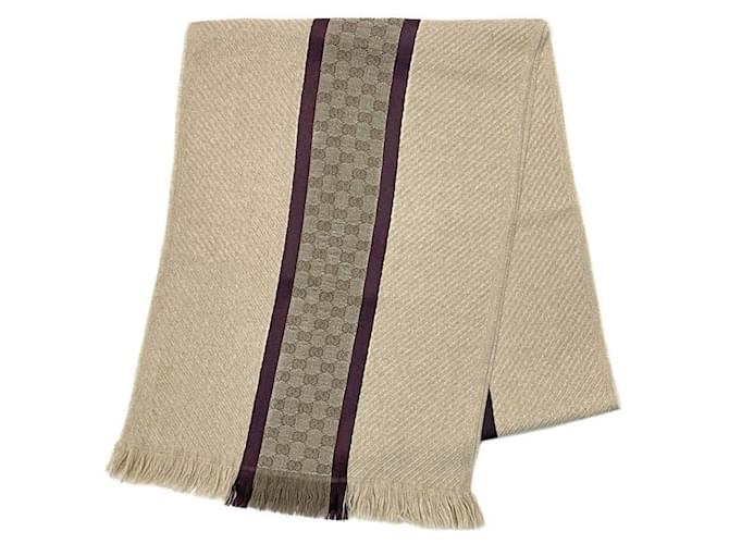 Gucci Beige and Bordeaux Wool-Silk Stole Dark red ref.1853640 - Joli Closet