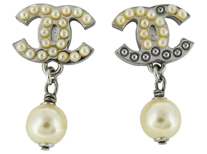 Chanel Silver Stud Earrings with Coco Mark Silvery Metal ref.1854885 ...