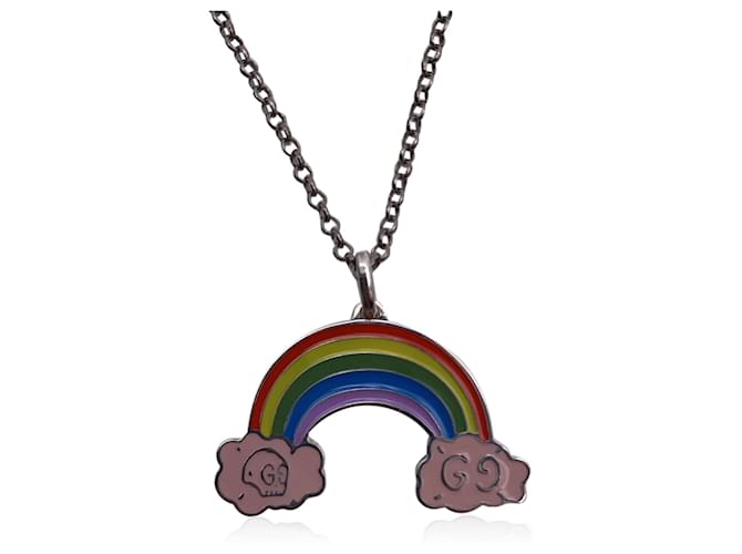 Gucci Sterling Silver Ghost Rainbow Pendant Necklace Multiple colors ...