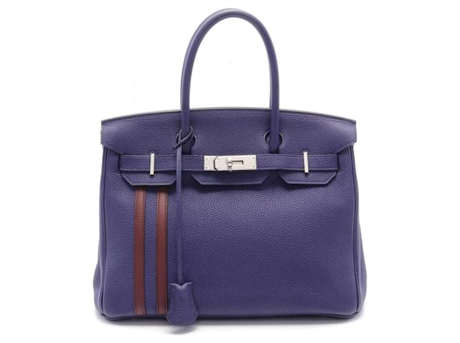 Hermès Hermes Birkin 30 Officer Handbag Blue Leather ref.1857074 - Joli ...