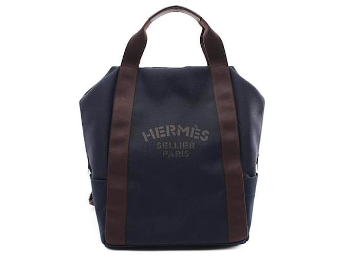 Hermès Hermes Leather Backpack Brown Navy blue ref.1857473 - Joli Closet