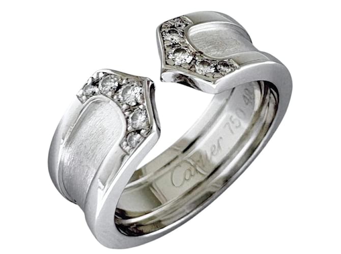 Cartier 2C Band Ring in White Gold Golden ref.1860687 - Joli Closet
