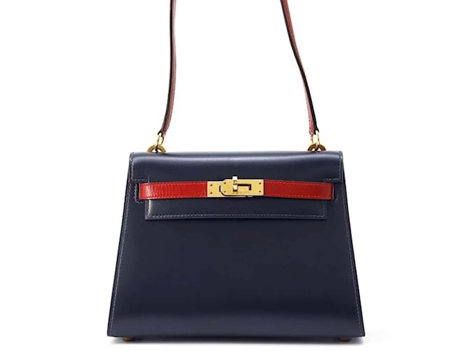 Hermès Hermes Kelly Shoulder Bag in Navy Navy blue Pony-style calfskin ...