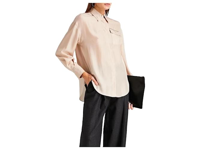 Brunello Cucinelli Nude Silk Charmeuse Shirt Beige ref.1879782 - Joli ...