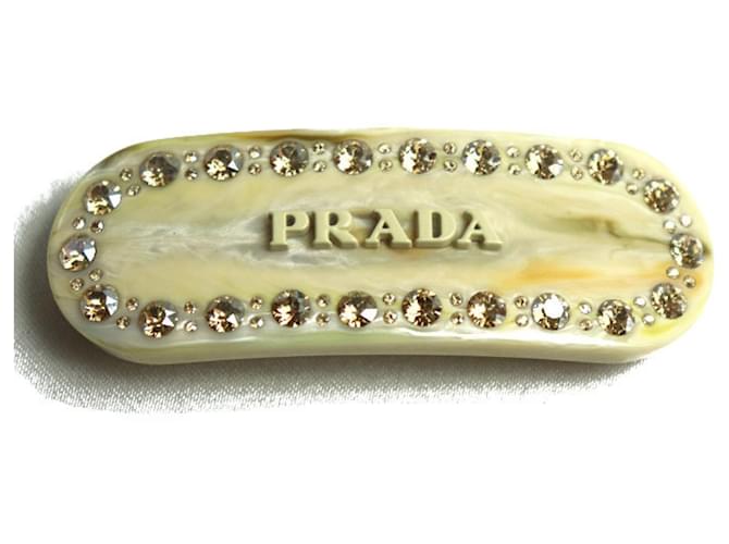 Prada Resin and Gold Plated Barrette Cream Gold-plated ref.1881142 ...