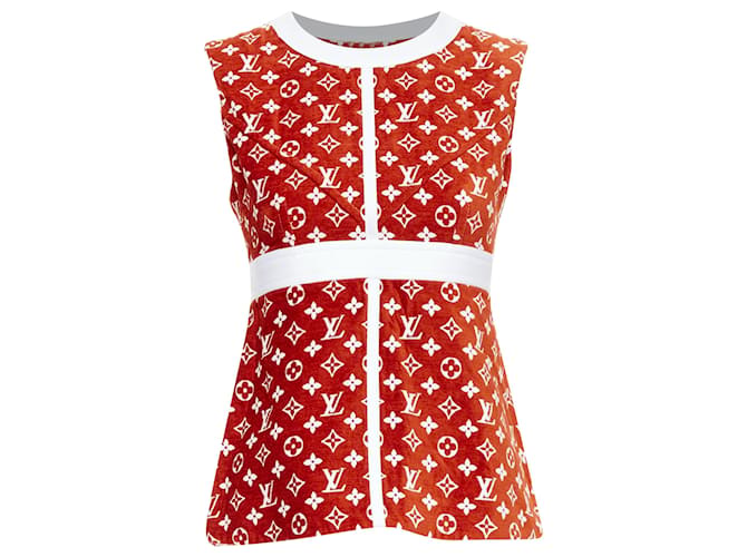 Louis Vuitton LV Monogram Back Zip Peplum Top Red Cotton ref.1893148 ...