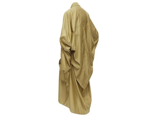 Issey Miyake parachute draped back trench coat Brown Beige Wool ref ...